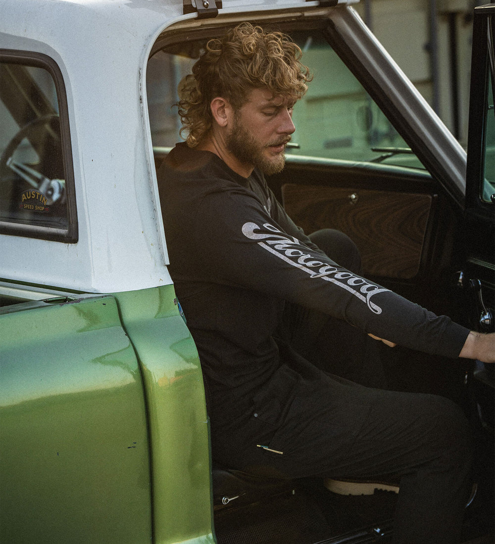 Wheel Script Logo Long Sleeve T-Shirt | Men's Long Sleeve T-Shirt